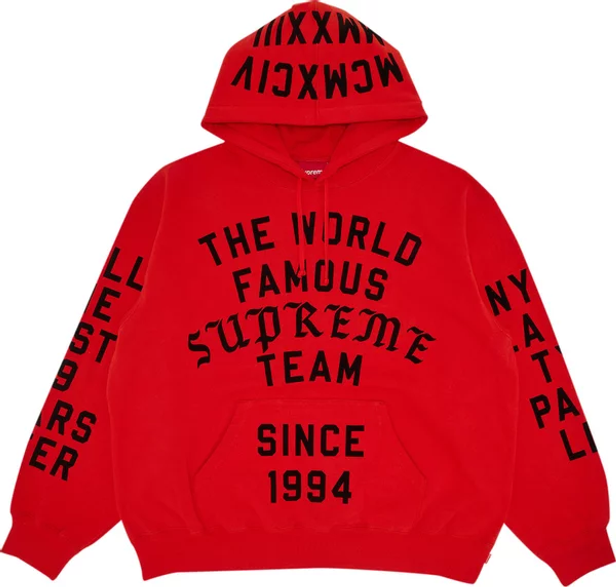 Supreme Bright Red Team Flocked Hooded Sweatshirt | WHAT’S ON THE STAR?