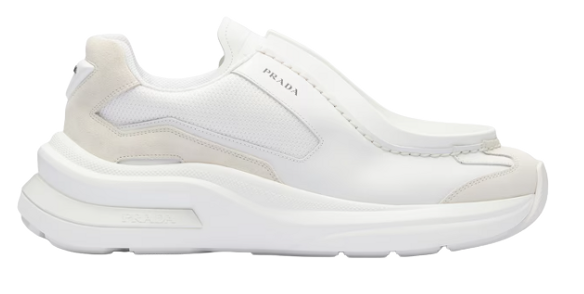 Prada White Brushed Leather Sneakers | WHAT’S ON THE STAR?