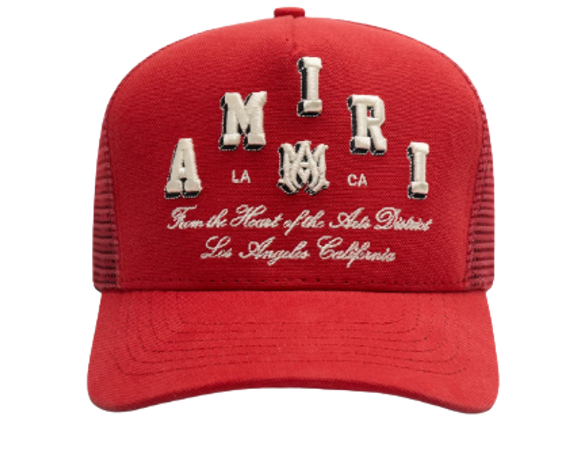 Amiri Varsity Red Trcuker Hat | WHAT’S ON THE STAR?
