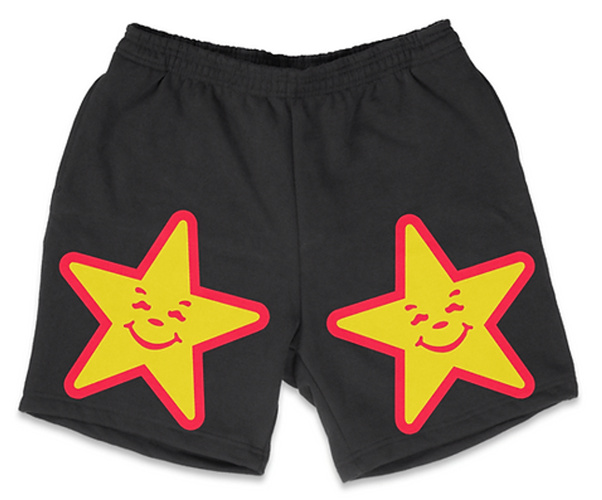 Asspizza Black Puff Print Yellow Star Shorts | WHAT’S ON THE STAR?