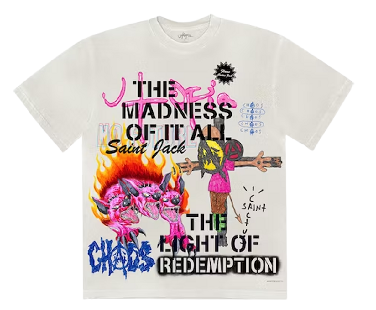 Travis Scott × Saint Michael 3A White T-Shirt | WHAT’S ON THE STAR?
