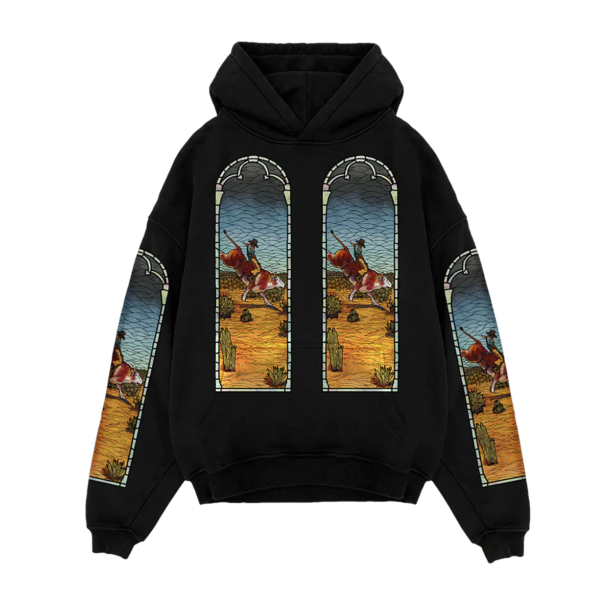 Who Decides War × EST Gee Merch Black Stained Glass Hoodie | WHAT’S ON ...