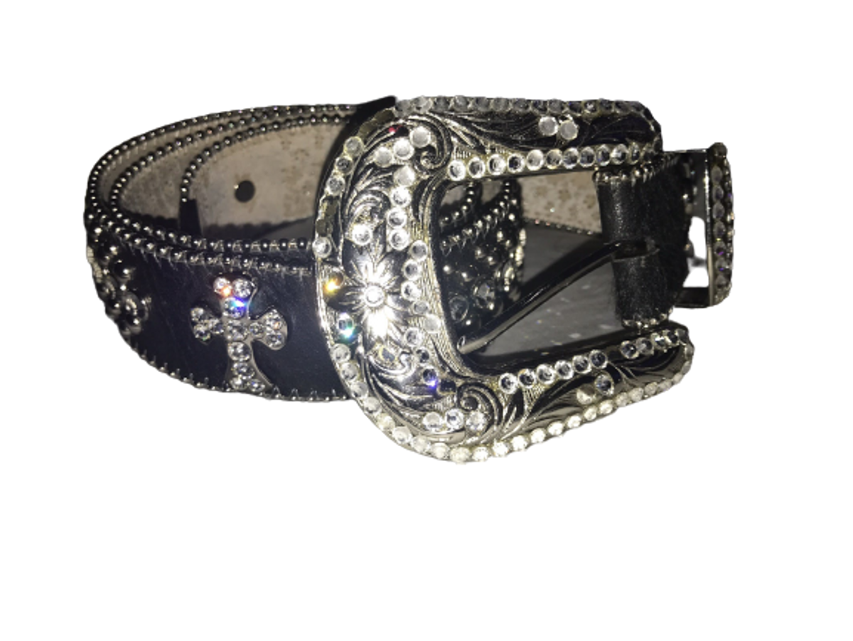B.B. Simon Studded Swarovski Crystal Western Leather Belt | WHAT’S ON ...