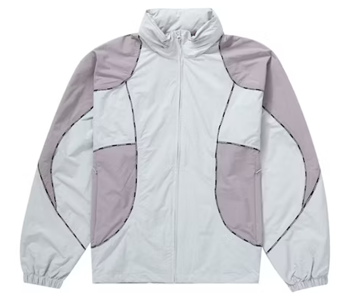 Supreme Grey Logo Piping Hooded Track Jacket | WHAT’S ON THE STAR?