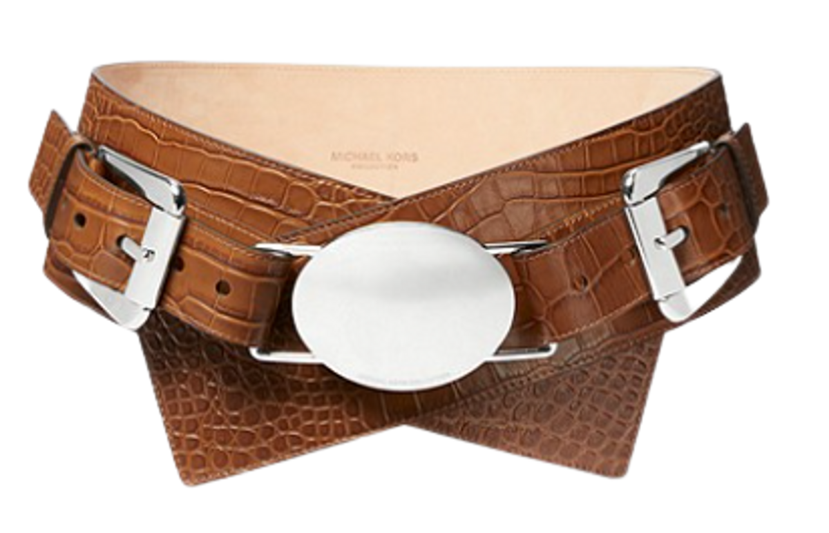 Michael Kors Chestnut Gloria Crocodile Embossed Leather Belt | WHAT’S ...