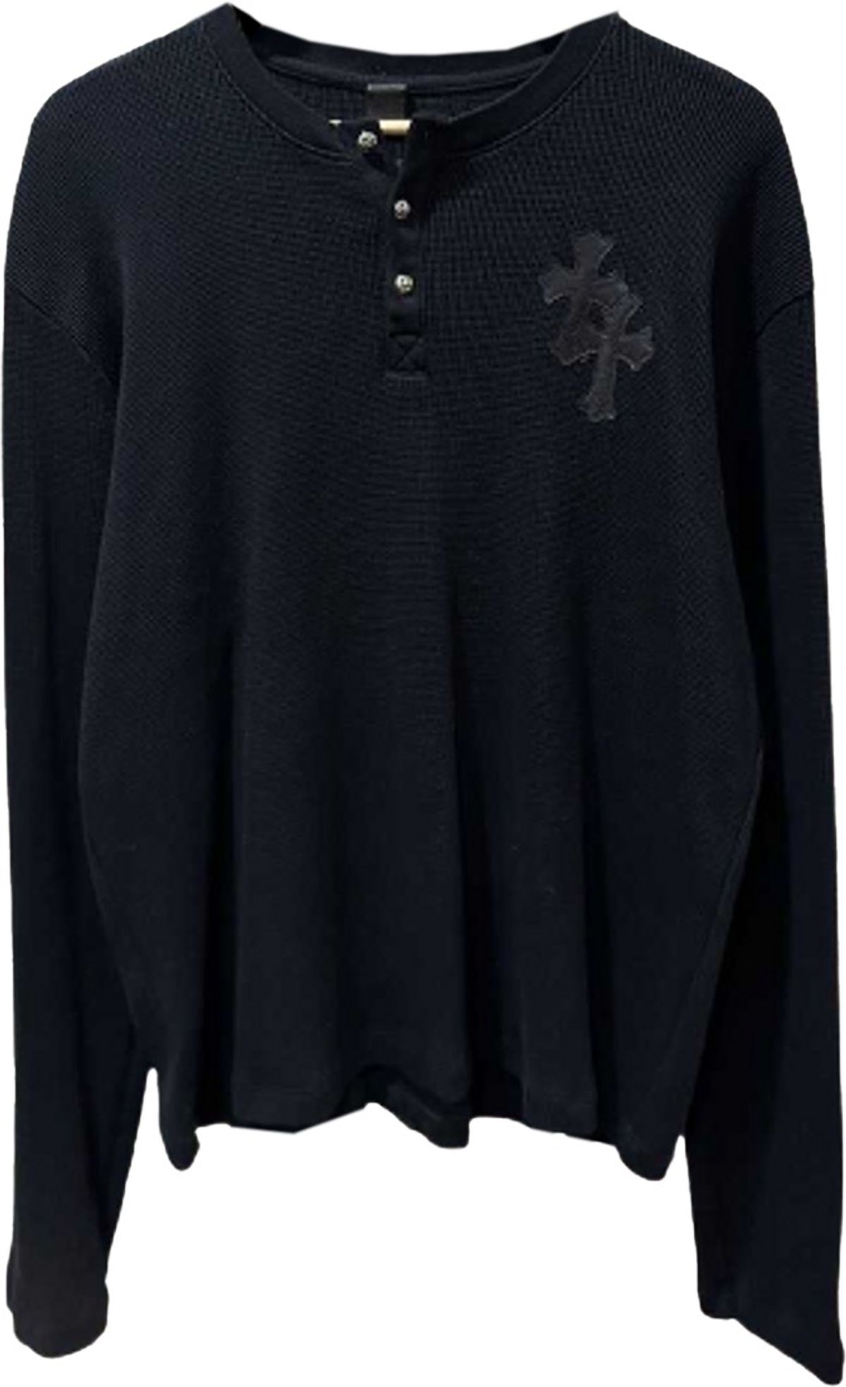 Chrome Hearts Waffle Henley Collar Leather Cross Logo Shirt | WHAT’S ON ...