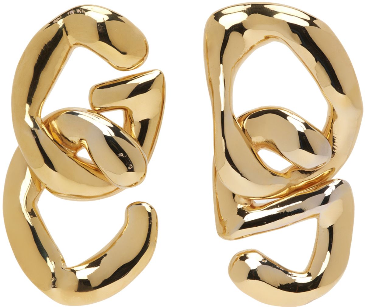 GCDS Gold Logo Chain Earrings In 16 Gold | WHAT’S ON THE STAR?