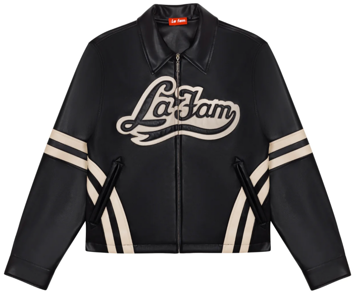 La Fam Logo Retro Leather Jacket | WHAT’S ON THE STAR?