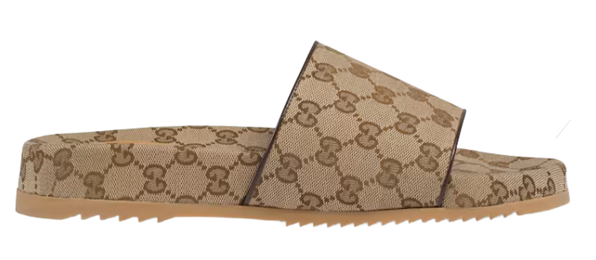 Gucci Leather Trimmed Monogram Canvas Slides | WHAT’S ON THE STAR?