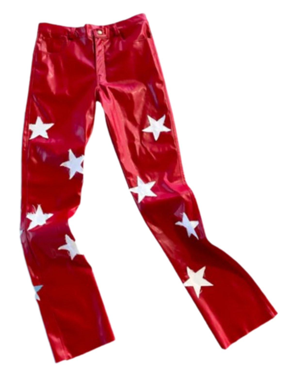 410 Superstar Apparel Red Leather Stacked Flare Pants | WHAT’S ON THE STAR?