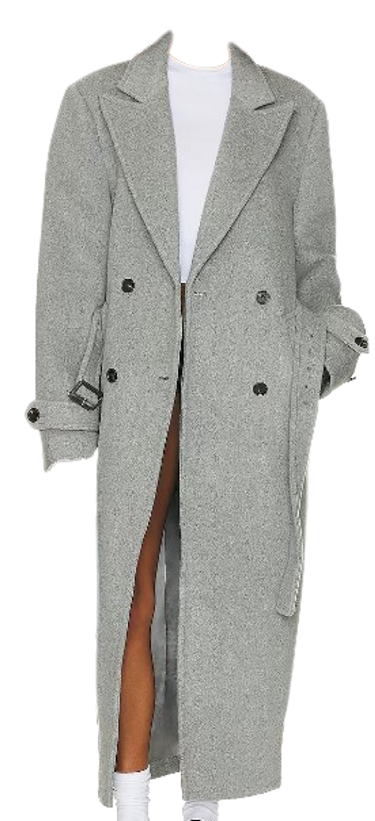 Helsa Studio Grey Bold Shoulder Long Coat | WHAT’S ON THE STAR?