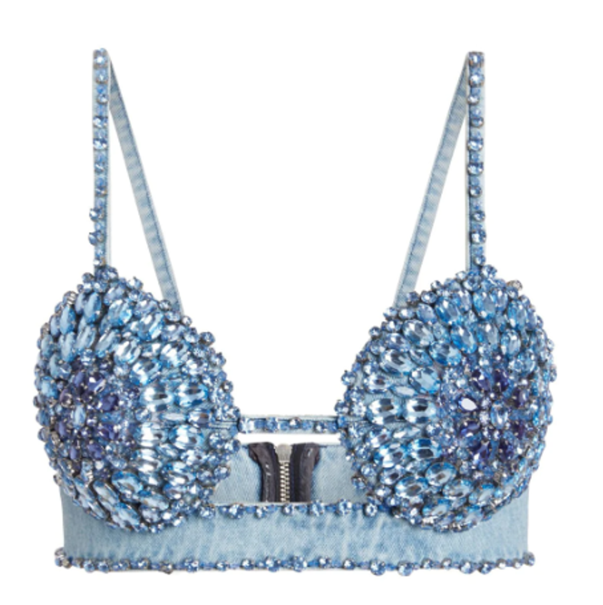 PatBO Hand-Beaded Denim Bralette Top | WHAT’S ON THE STAR?