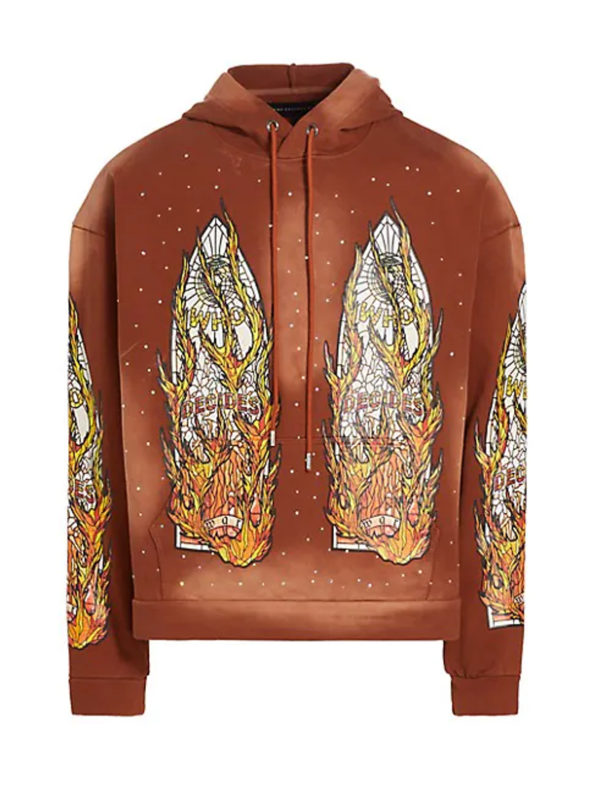 Who Decides War Brown Flame Stained Glass Window Hoodie | WHAT’S ON THE ...