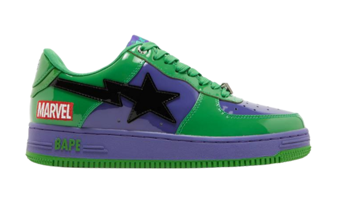 Bape × Marvel Hulk Green Purple Sneakers | WHAT’S ON THE STAR?