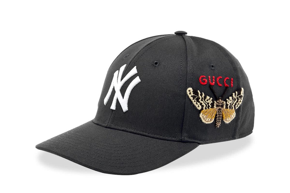 Gucci × New York Yankees Ny Yankees Embroidered Butterfly Baseball Cap ...