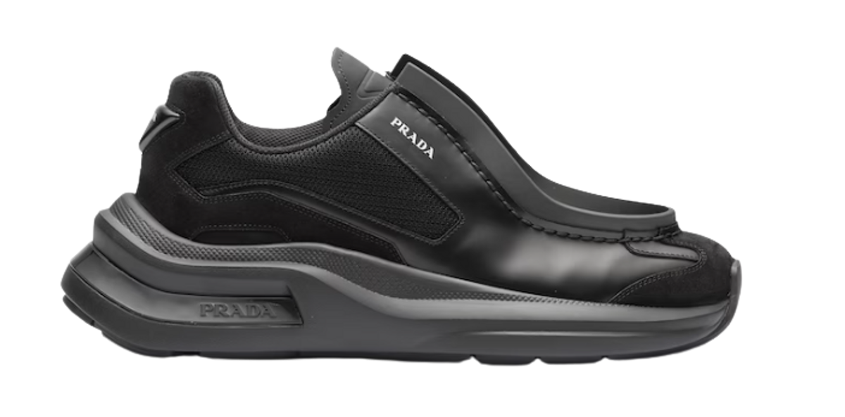 Prada Black Systeme Brushed Leather Sneakers | WHAT’S ON THE STAR?