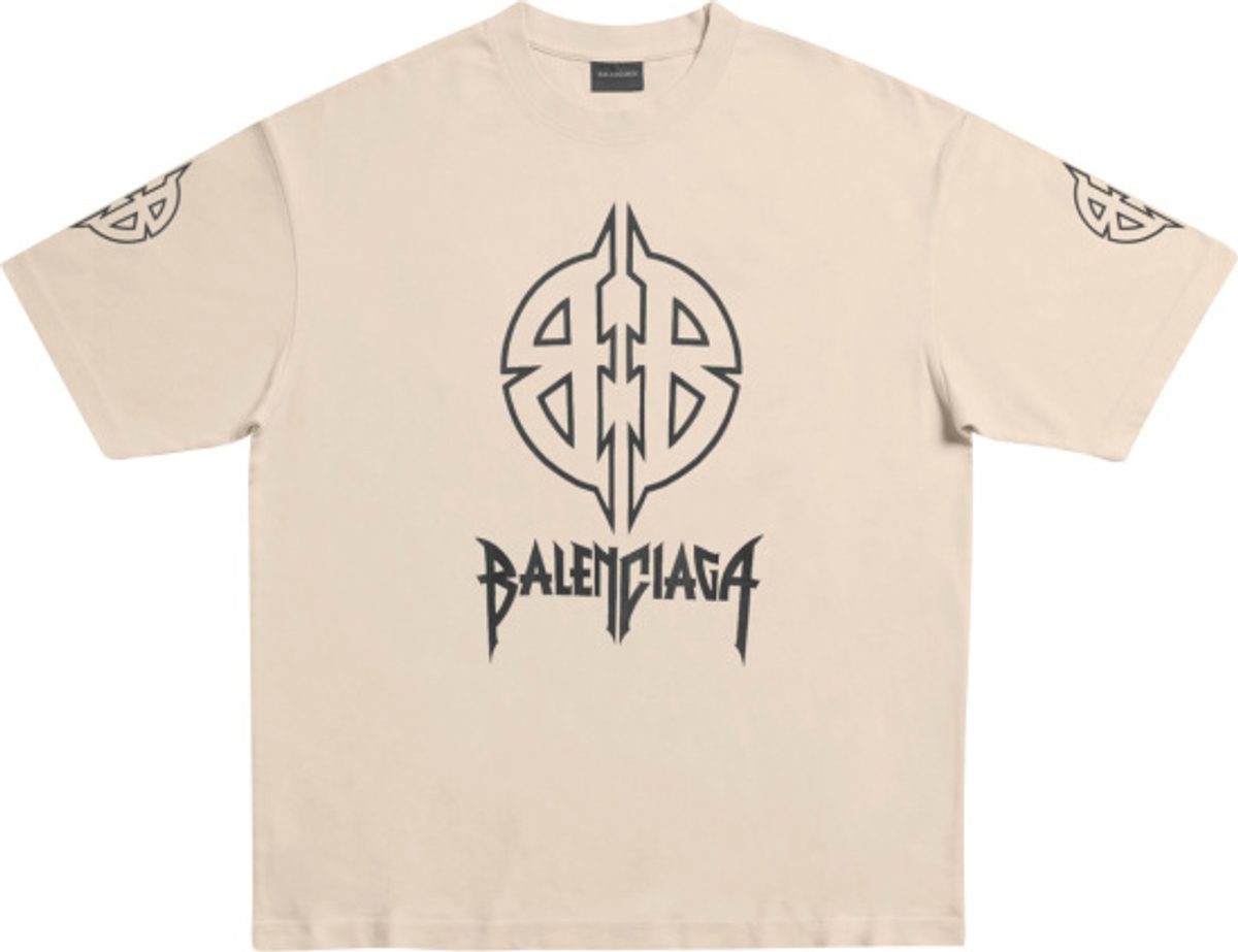 Balenciaga Beige BB Metal Logo T-Shirt | WHAT’S ON THE STAR?