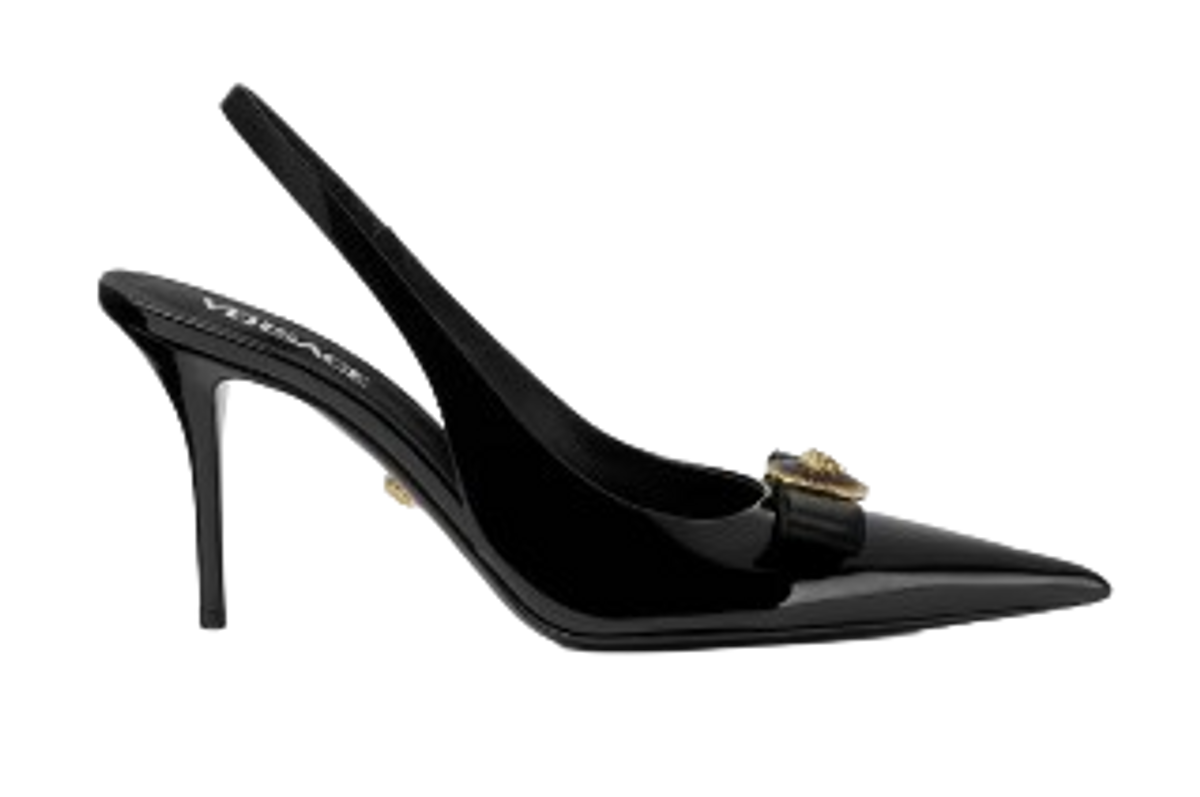 Versace Gianni Ribbon Mid Black Slingback Pumps | WHAT’S ON THE STAR?