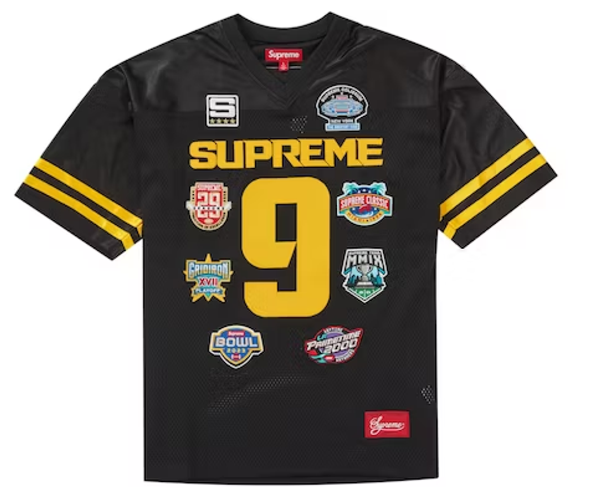 Supreme Black Embroidered Football Jersey | WHAT’S ON THE STAR?