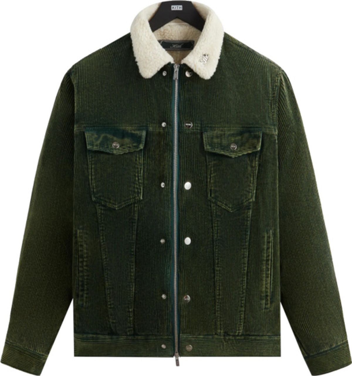 Kith Dark Green Corduroy Shearling-Collar Jacket | WHAT’S ON THE STAR?