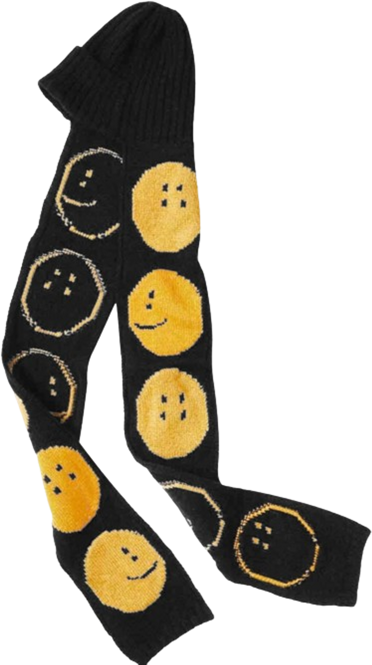 Kapital Black & Yellow Smiley Scarf Beanie | WHAT’S ON THE STAR?