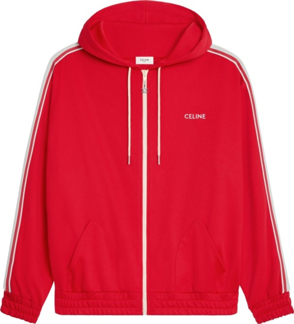 Celine Red And White-Stripe Zip Hoodie | WHAT’S ON THE STAR?