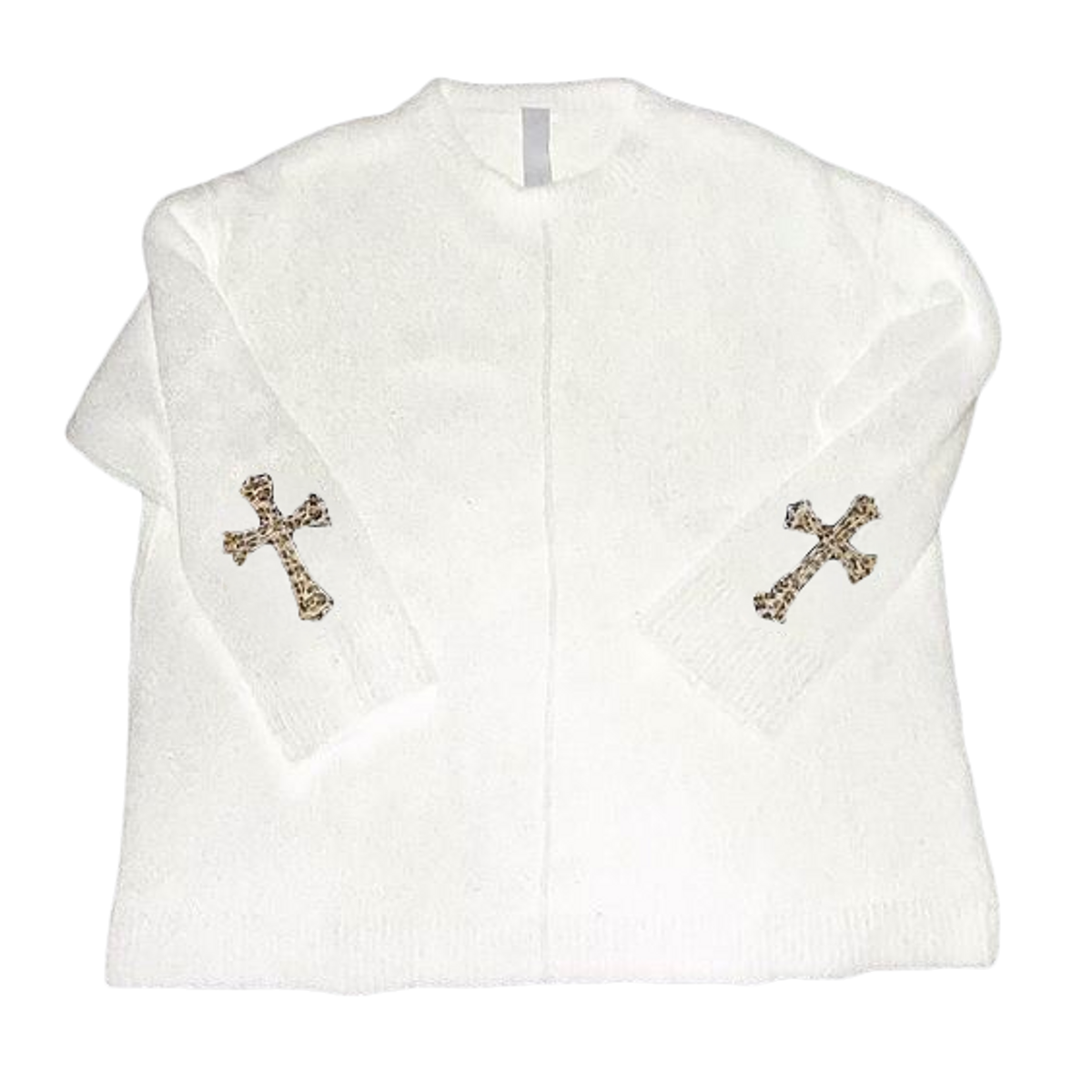 Chrome Hearts Leopard Cross Cashmere White Sweater | WHAT’S ON THE STAR?