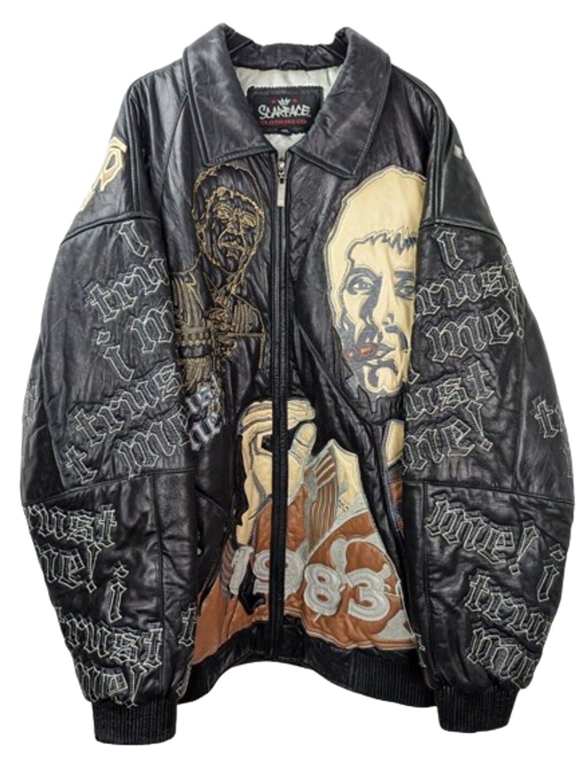 Scarface Black Embroidered Stitched Leather Jacket | WHAT’S ON THE STAR?
