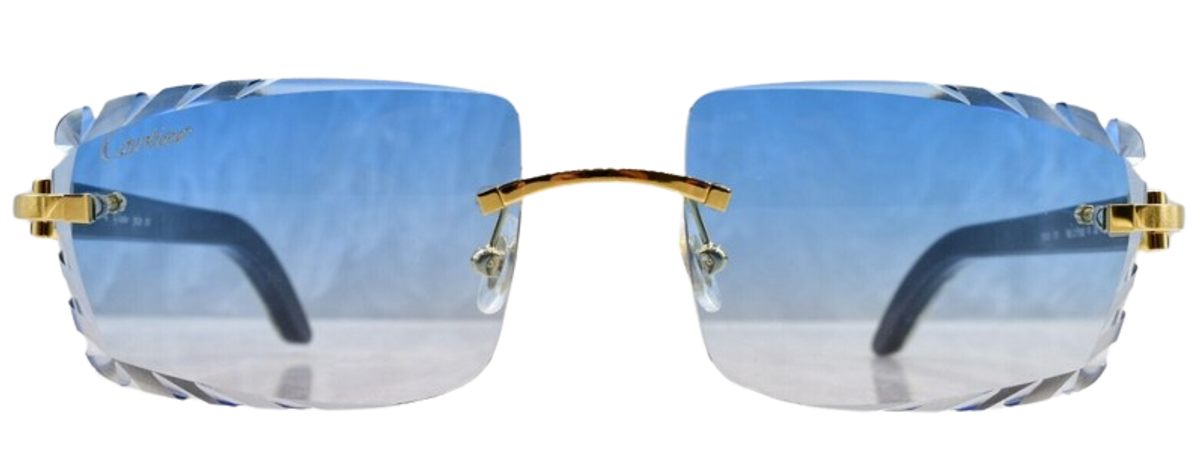 Cartier Rimless Buff Horn C Decor Diamond Cut Sunglasses | WHAT’S ON ...