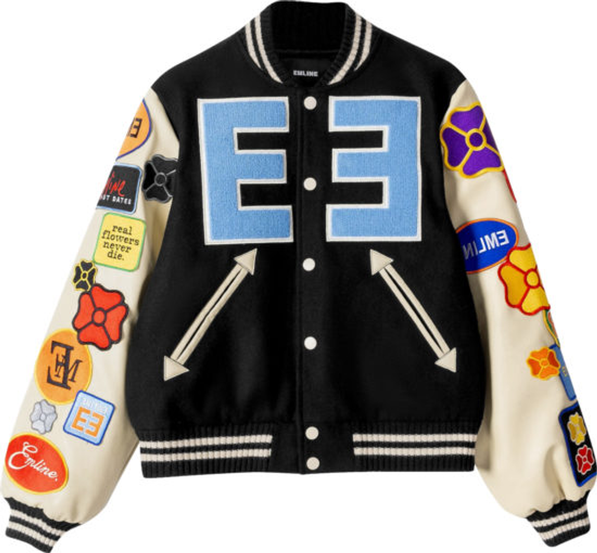 Emline Black & Cream 'EE' Varsity Jacket | WHAT’S ON THE STAR?