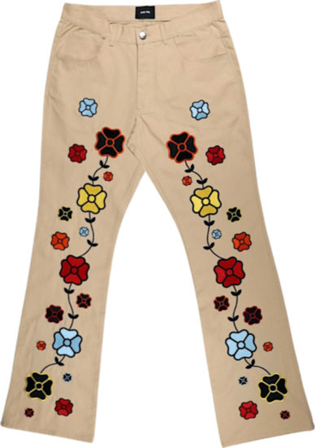 Emline Beige & Multicolor Flower Patch Pants | WHAT’S ON THE STAR?