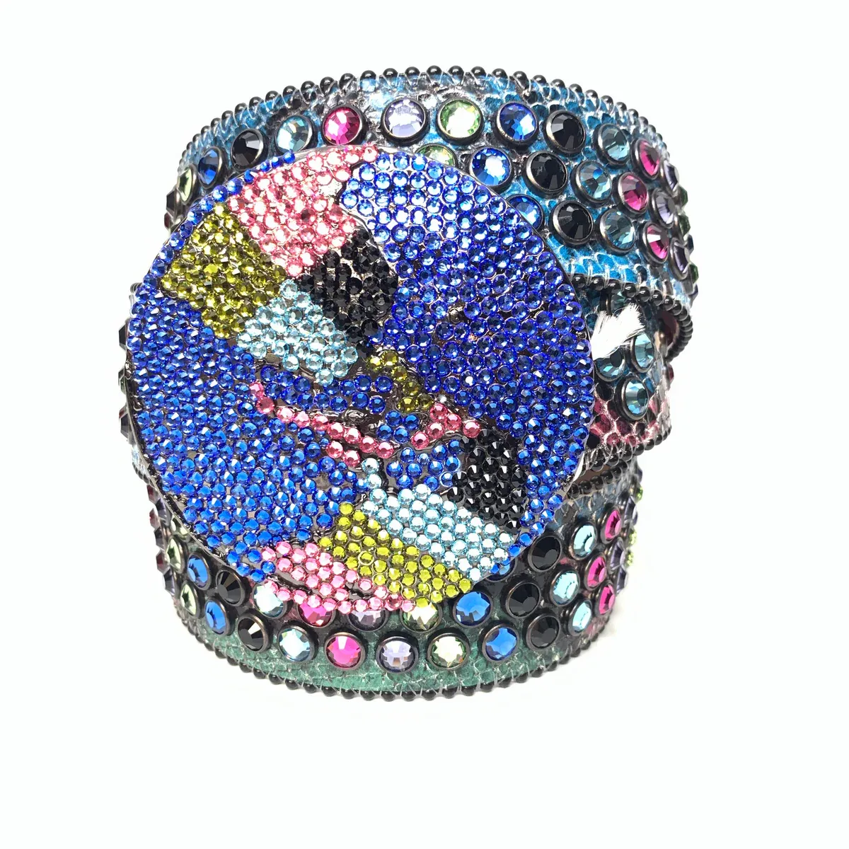 B.B. Simon Globe Triple Row Multi-color Fully Loaded Crystal Belt | WHAT’S ON THE STAR?