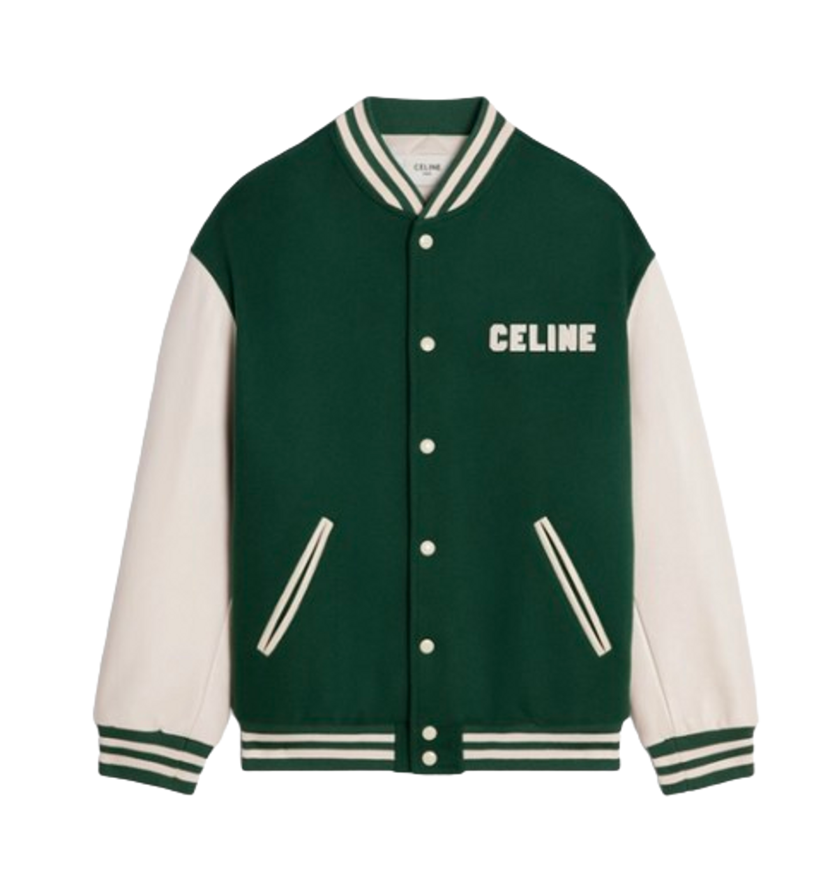 Celine Teddy Logo-Appliquéd Wool-Blend and Leather Varsity Jacket ...