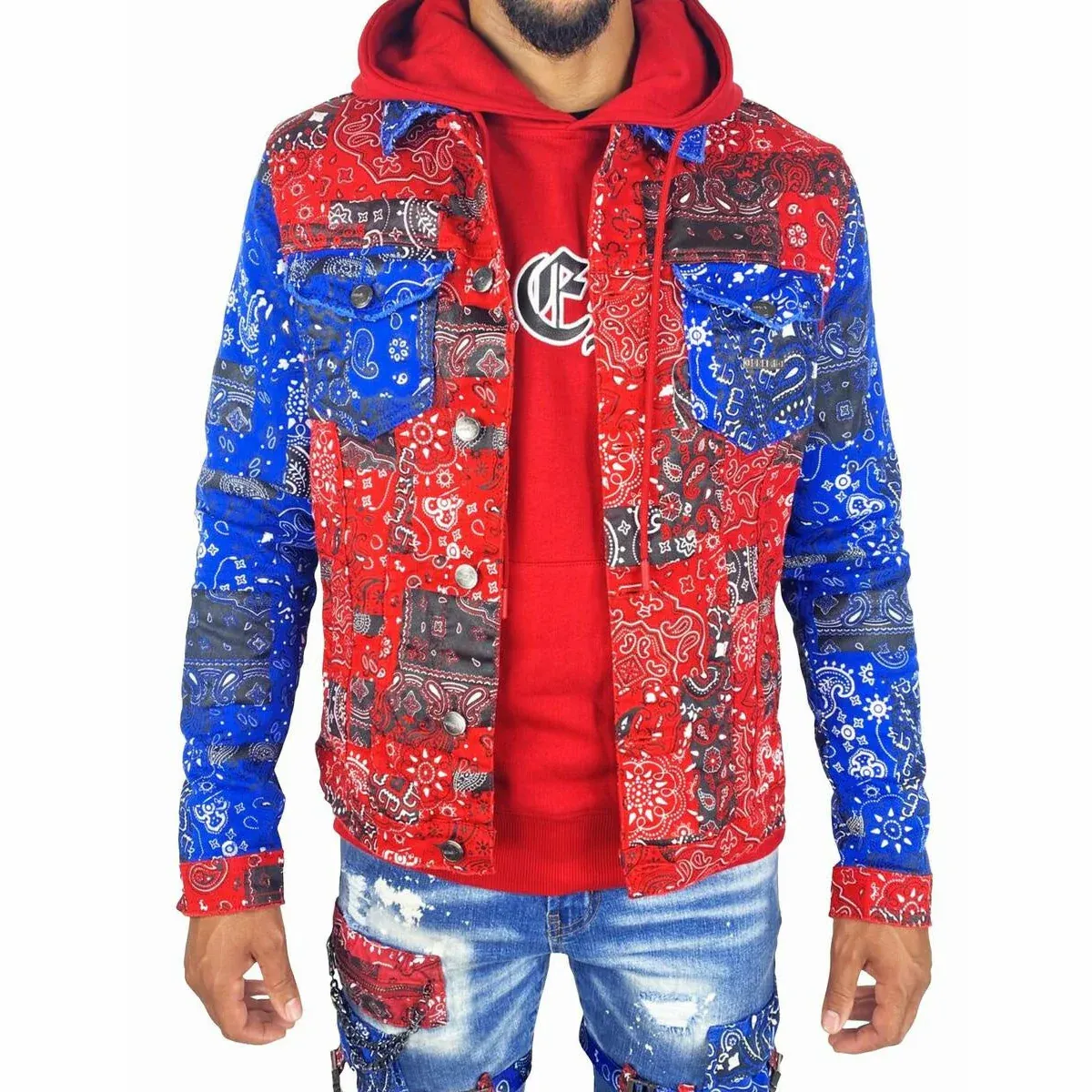Preme Red/Blue Paisley Denim Jacket | WHAT’S ON THE STAR?