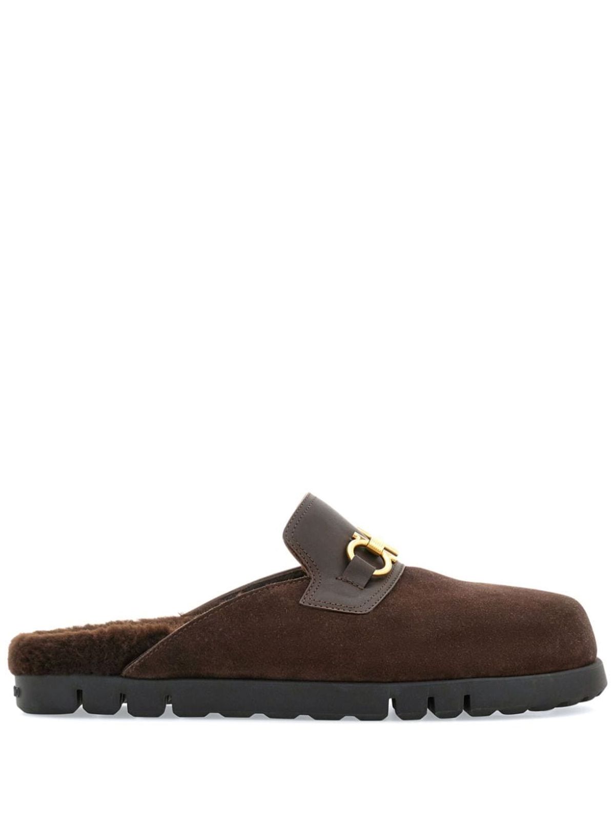 Ferragamo Gancini Wool And Leather Mules In Brown | WHAT’S ON THE STAR?
