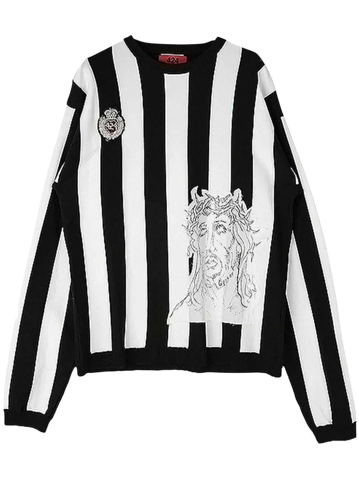 424 Soccer Brand-motif Knitted Sweatshirt In Panna Black | WHAT’S ON ...