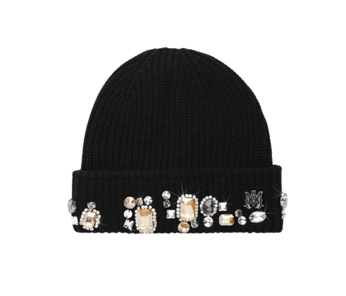 Amiri Chunky Crystal Beanie Hat In Black | WHAT’S ON THE STAR?