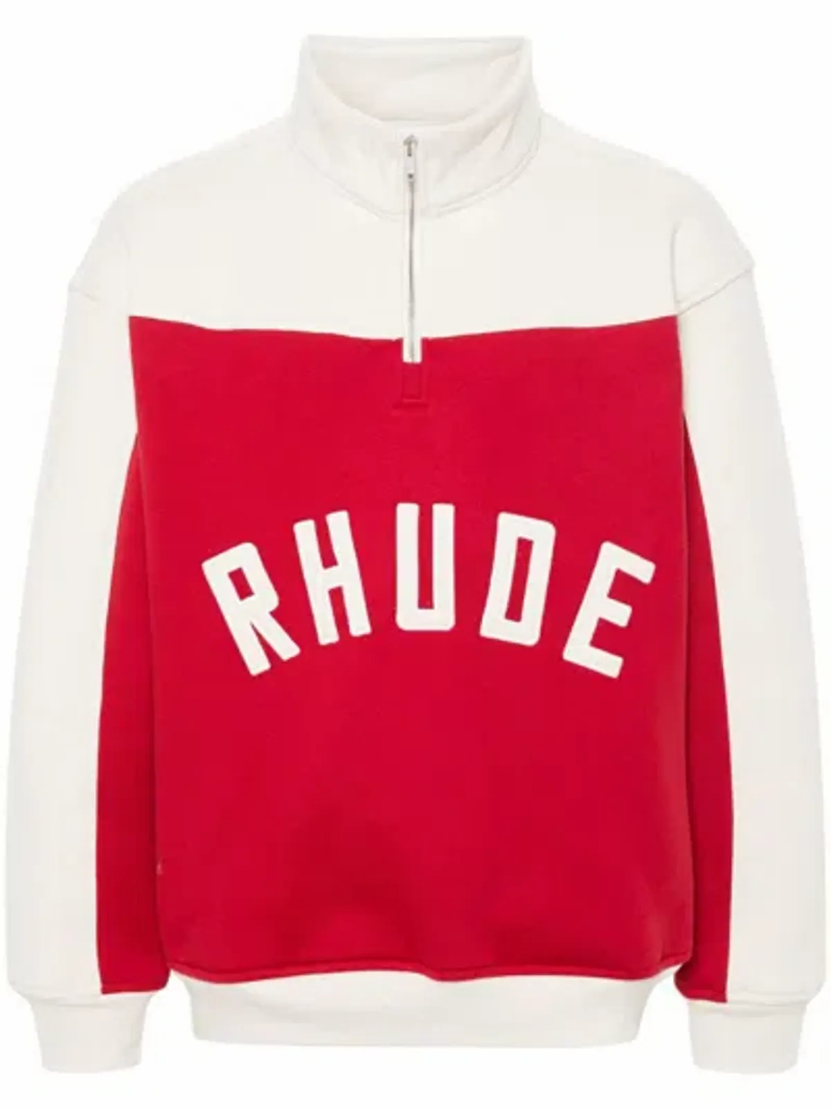 Rhude Contrast Varsity Cotton Sweatshirt In Red | WHAT’S ON THE STAR?