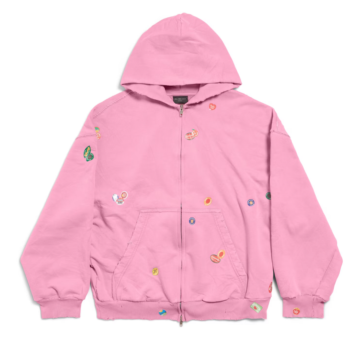 Balenciaga Fruity Zip-Up Hoodie Regular Fit in dirty pink archetype ...