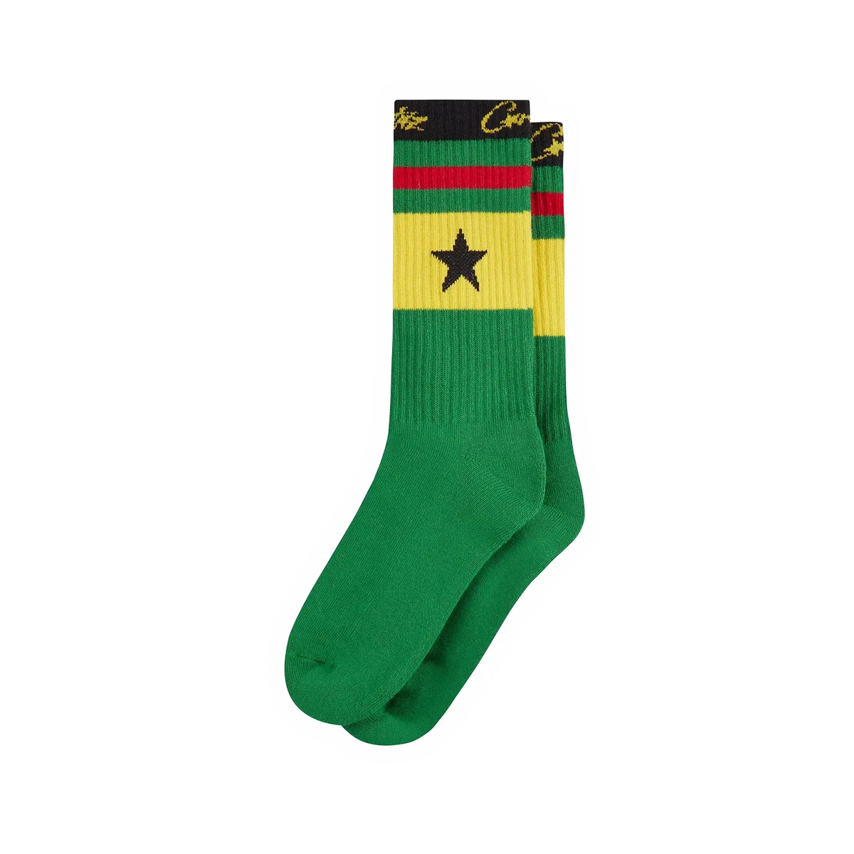 Corteiz Green & Yellow Starz Ghana Socks | WHAT’S ON THE STAR?