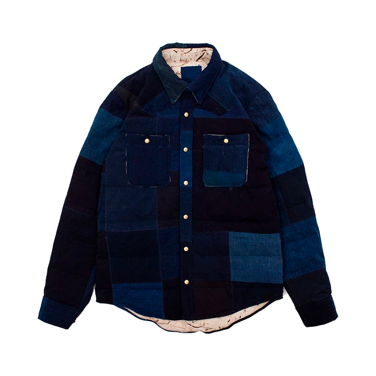 Visvim Indigo Kerchief Patchwork Down Jacket | WHAT’S ON THE STAR?