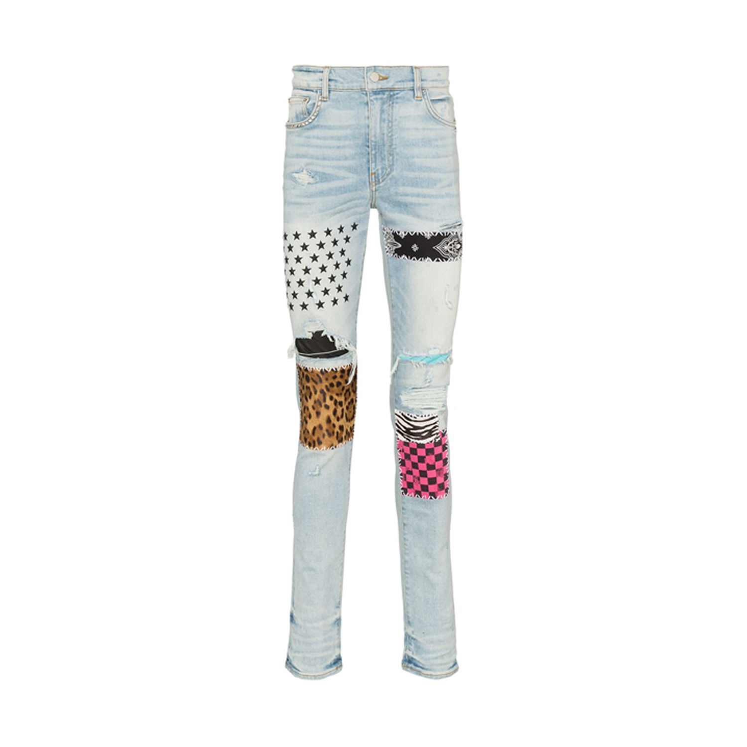 Amiri Embroidered Patchwork Skinny Jeans | WHAT’S ON THE STAR?