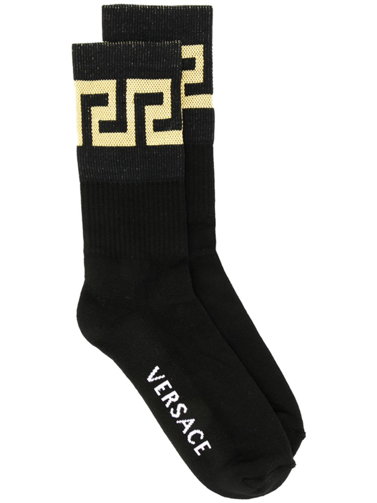 Versace Greek Key Pattern Socks In Black | WHAT’S ON THE STAR?