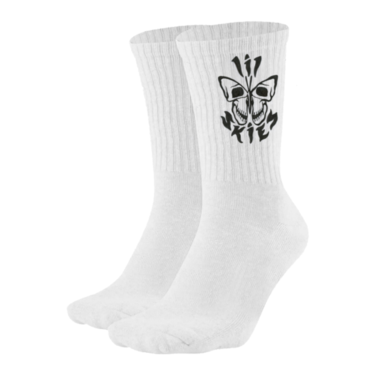 Lil Skies Merch Butterfly Skull Socks (white) | WHAT’S ON THE STAR?