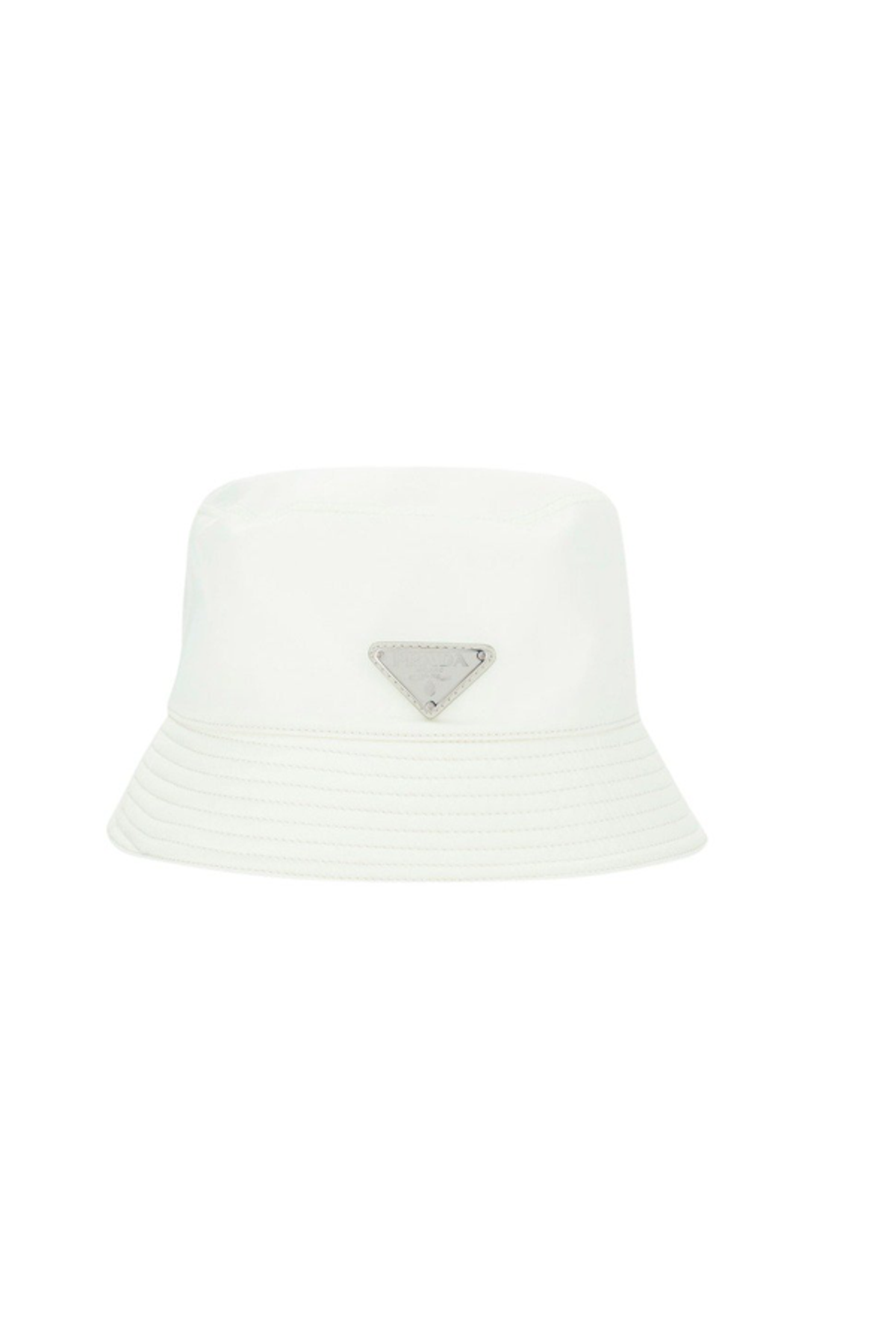 Prada Logo Plaque White Bucket Hat | WHAT’S ON THE STAR?
