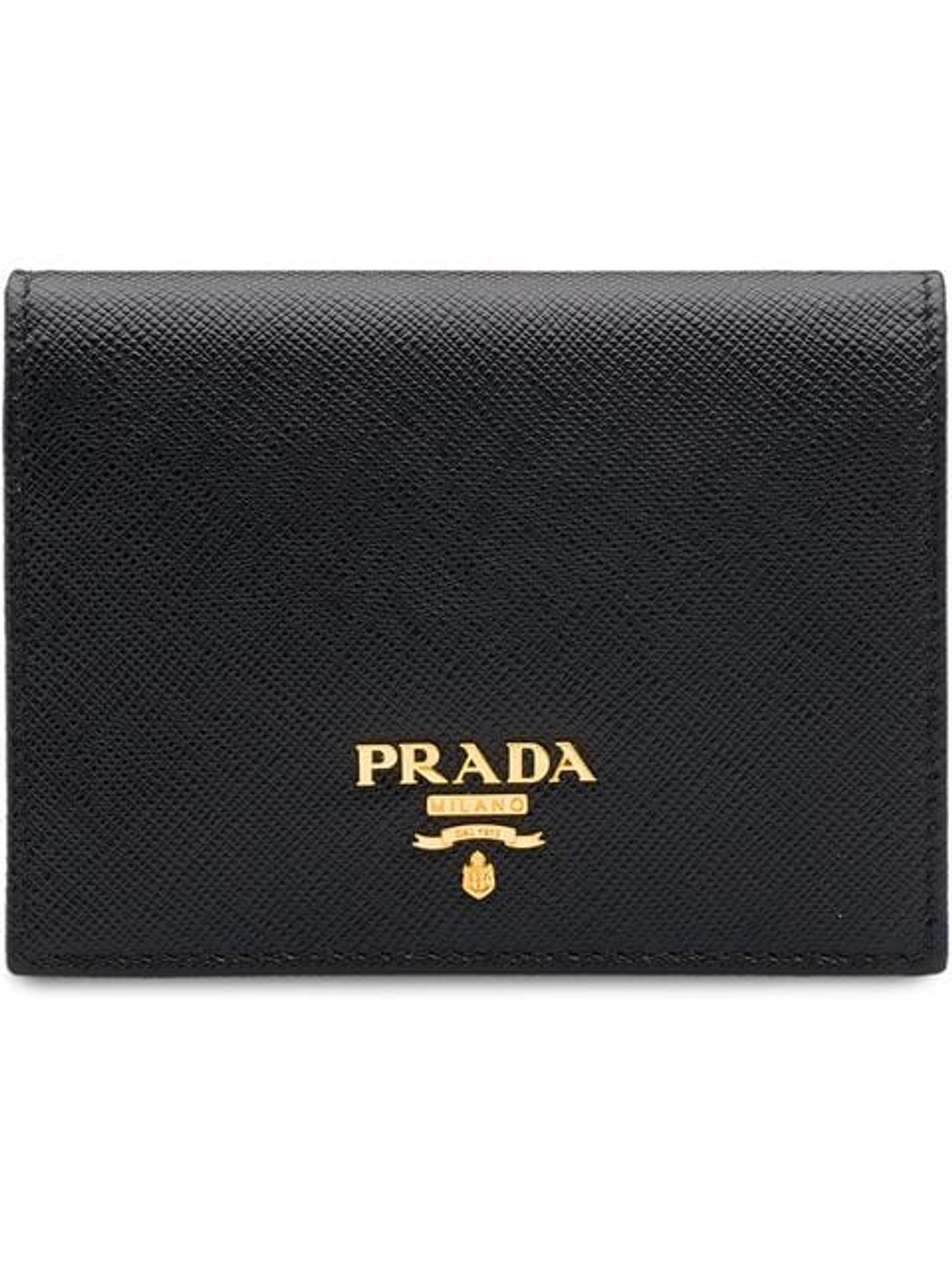 Prada Small Saffiano Leather Snap Wallet In F0002 Black | WHAT’S ON THE ...
