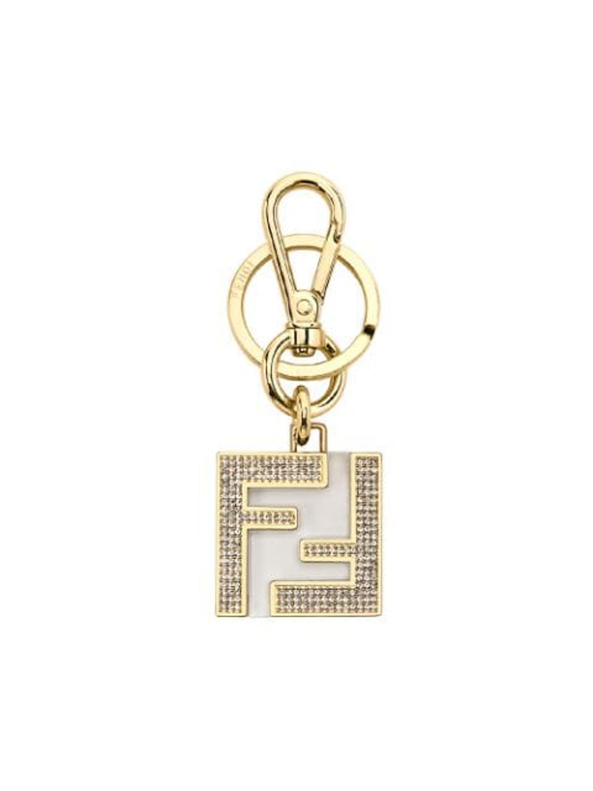 Fendi Encrusted Ff-shape Keyring In Gold | WHAT’S ON THE STAR?