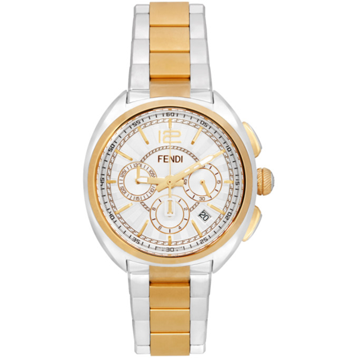 Fendi Fendi Silver And Gold Momento Fendi Chronograph Watch In Silvr ...