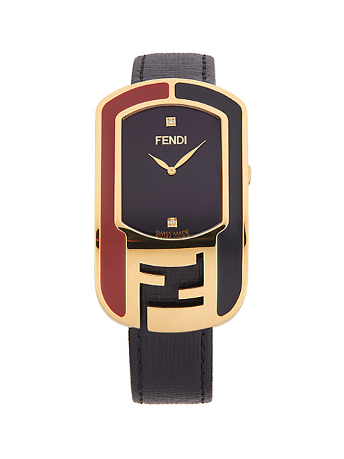 Fendi Goldtone Rectangular Dial, 0.009 Tcw Diamond Markers, & Navy ...