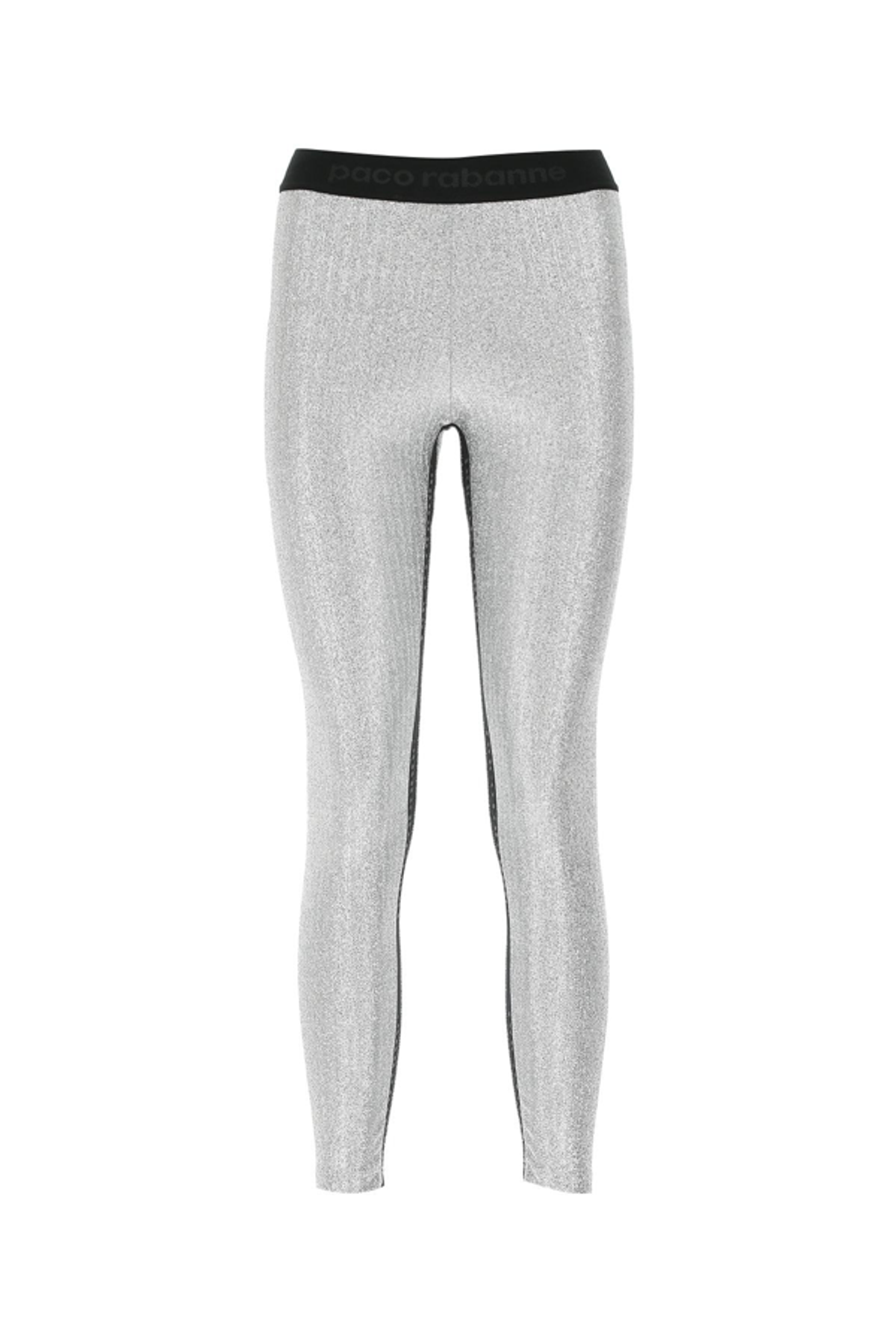 Paco Rabanne Paco Rabanne Logo Band Lurex Leggings In Silver | WHAT’S ...